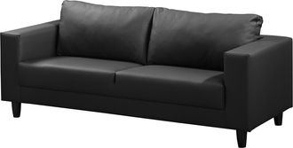 KIYDOO home24 Sofa Bexwell I 3-Sitzer Schwarz/Schwarz Kunstleder Madara 180 x 78 x 75cm Modern