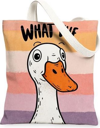 Generic Sacs fourre-tout amusants en toile de canard avec imprim&eacute; animal color&eacute;, sacs d&eacute;picerie r&eacute;utilisables, l&eacute;gers et lavables en toile pour Tr, multicolor