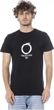 Trussardi T-Shirt &agrave; Manches Courtes et col Rond pour Homme avec Logo imprim&eacute; en Pur Coton Article TRU2MTS03, 05 Black - Silver, M