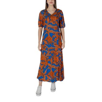b.young Robe midi &agrave; imprim&eacute; floral - Femme - Robes - Bleu - Taille: 32 FR