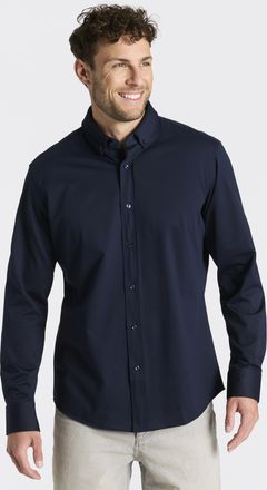 HUGO BOSS Businesshemd BOSS JOE, Herren, Gr. 40, N-Gr, blau (navy410), Web, Obermaterial: 55% Baumwolle, 45% Polyester, unifarben, regular fit normal, 2-Knopf-M