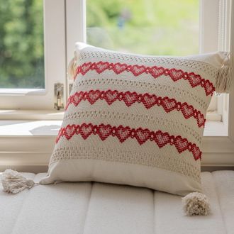 Generic 2er Set Boho Kissenbezug 40x40 Neutral, Handgewebter Getufteter Kissenh&uuml;lle Mit Quasten, Dekorative Schwarz Kissenbezug, Kissenbez&uuml;ge F&uuml;r Sofa Wohnzim