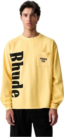 Rhude Rhpf26Tt14012 Longsleeve - Homme - Sweatshirts et sweats &agrave; capuche - Jaune - Taille: M