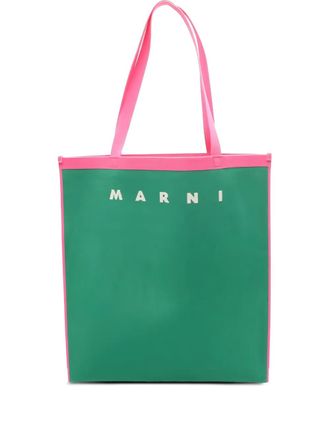 Marni sac cabas &agrave; d&eacute;tail de logo - Vert