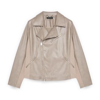 Fiorella Rubino Bikerjacke mit Stretcheins&auml;tzen - - Jackets - Damen - Grau - 3XL
