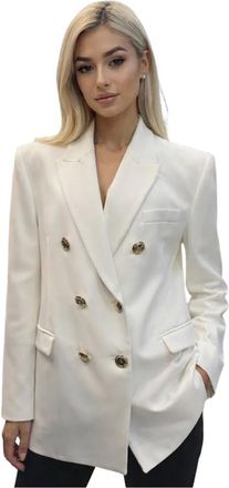 Elisabetta Franchi Femme, Vestes, Blanc, Taille: 40 FR Giacca doppiopetto in gabardina