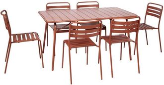 Sweeek Klappbarer Gartentisch aus Stahl mit 6 St&uuml;hlen