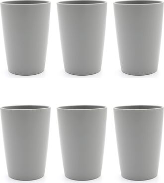 Magu 6 Nachhaltiger Biopolymer Becher (6 Farben) Farbe: silber 100% Erd&ouml;lfrei | Robust und Nachhaltig | Kunststoff Trinkbecher oder Zahnputzbecher | 6er Se