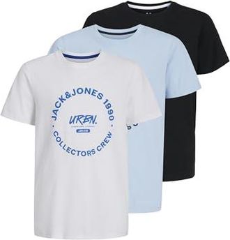 Jack & Jones Jjsimon Lot de 3 t-Shirts à col Rond pour Homme, Chambray Blue., 10 Ans