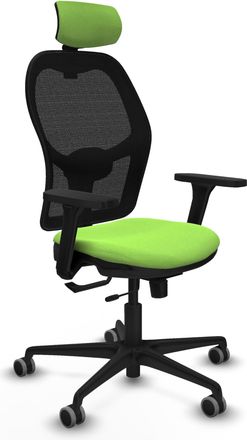 Piqueras y Crespo Ergonomischer Stuhl f&uuml;r die Arbeit zu Hause, mit 3D-Armen, h&ouml;henverstellbare Lendenwirbelst&uuml;tze und h&ouml;henverstellbares Kopfteil, Schwarz / Pistazie