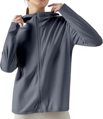 Generic Veste de soleil 2026 pour femme UPF 50+ l&eacute;g&egrave;re &agrave; manches longues et fermeture &eacute;clair avec 4 poches, GY2., 5XL