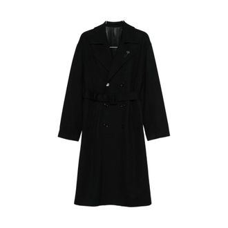 Lardini Homme, Manteaux, Noir, Taille: XL Imperm&eacute;able noir avec revers crant&eacute;s