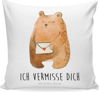Mr. & Mrs. Panda Zierkissen Bär Vermissen - Geschenk, Unglücklich verliebt, Liebeskummer, sofakissen, Teddy, Freund, Freundin, Kissen 40x40 Waschbar