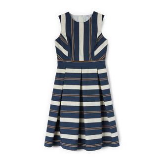Motivi A-Linie Kleid mit Garngef&auml;rbtem Streifenmuster - - Dresses - Damen - Blau - 2XS
