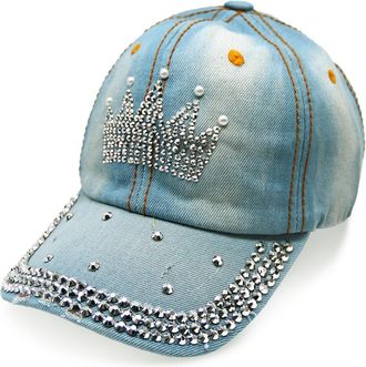 Glamexx24 Jeans Baseball Cap Unisex mit Strasssteinen Basecap mit Verstellbarer Schnalle Sonnen Kappe f&uuml;r Wandern und Sport