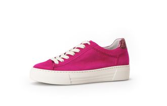 Gabor Damen Low-Top Sneaker, Frauen Halbschuhe,Wechselfu&szlig;bett,Moderate Mehrweite (G),stra&szlig;enschuhe,Strassenschuhe,pink/Rubin,40.5 EU / 7 UK