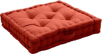 Enjoy Home Bodenkissen mit Griff, 50 x 50 cm, Terrakotta, 100% Baumwolle, &Ouml;ko-Tex-Zertifiziert, F&uuml;llung 100% recycelte Baumwolle, gesteppt, um einen Guten Halt z