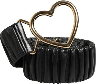 Dolce & Gabbana Femme, Accessoires, Noir, Taille: ONE Size Ceinture en cuir avec boucle en m&eacute;tal dor&eacute; en forme de coeur