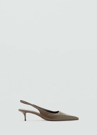 Mango Chaussures talon cuir pointues kaki - Femme - 38 - MANGO