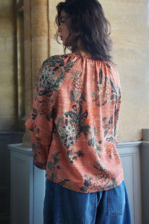 Next Langarmbluse Bluse mit Knopfleiste und Volumen&auml;rmeln (1-tlg)