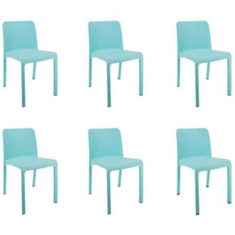 PEGANE Pegane - Lot de 6 chaises de jardin empilables en r&eacute;sine coloris bleu azul - Longueur 48 x Profondeur 53 x Hauteur 80 cm