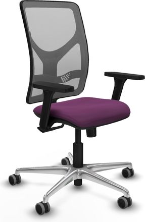 Piqueras y Crespo Arbeitsstuhl mit Rollen mit 3D-Armen, h&ouml;henverstellbare Lendenwirbelst&uuml;tze, ausgestattet mit 3 Positionen und Schneidschaum, Grau/Violett