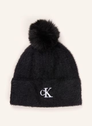 Calvin Klein M&uuml;tze Mit Kunstfell schwarz
