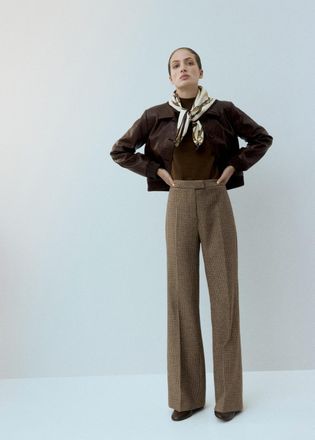 Mango Hose aus Wollmischung mit Hahnentrittmuster mittelbraun - Damen - 34 - MANGO