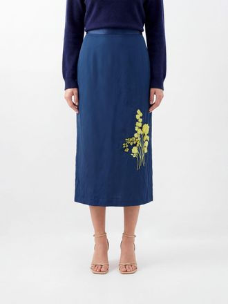 Erdem Jupe crayon midi taille haute en jacquard floral