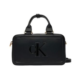 Calvin Klein Femme, Sacs, Noir, Taille: ONE Size Sac &agrave; main avec fermeture &eacute;clair et bandouli&egrave;re