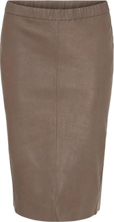 Notyz Bleistiftrock mit hoher Taille aus Leder - - Skirts - Damen - Braun - 2XL