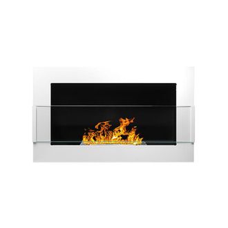 Selsey Selsey ASTRALIS - Wandkamin / Bioethanol-Kamin mit Sicherheitsglas, rechteckig, 65 x 40 cm (Wei&szlig; Hochglanz)