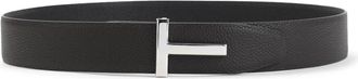 Tom Ford Homme, Accessoires, Noir, Taille: 95 CM Ceinture T Icon en Cuir Grain&eacute;