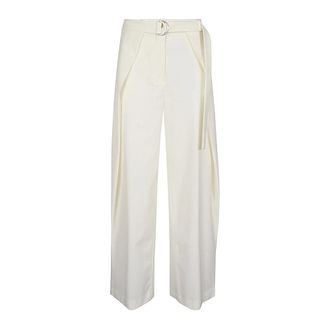 Erika Cavallini Semi Couture Wei&szlig;e Hose mit G&uuml;rtel - - Trousers - Damen - Wei&szlig; - S