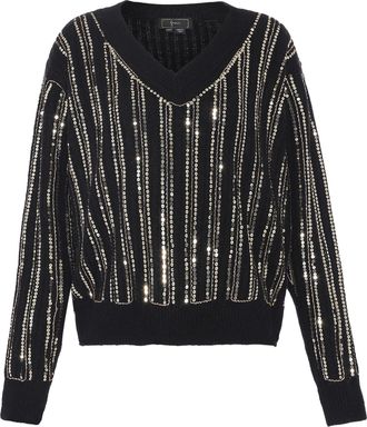 Faina Strickpullover mit Pailletten Damen schwarz