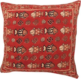 Guru Shop XL Kissenbezug Blockdruck, Kissenhülle Ethno, Dekokissen Bezug mit Traditionellem Design - Muster 15, Baumwolle, 80x80 cm