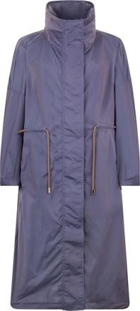 Moorer Femme, Manteaux, Violet, Taille: 42 FR Long Manteau avec Boutons et Ceinture