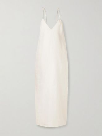 Khaite Taja Maxikleid Aus Leinen - Creme