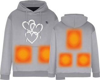 Generic 2026 Sweat &agrave; capuche unisexe d&eacute;contract&eacute; avec 5 chauffages USB pour la Saint-Valentin et lhiver (2), gris, 5XL
