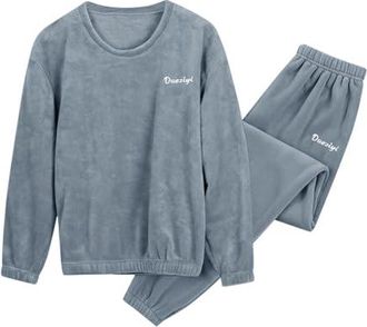 Generic Ensemble de pyjama pour femme &agrave; manches longues en polaire - Ensembles de pyjamas pour femme &agrave; manches longues hiver chaud - Ensemble de v&ecirc;tements de 