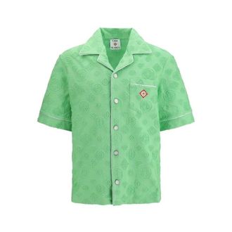 Casablanca Homme, Chemises, Vert, Taille: M Chemise &agrave; Manches Courtes en Coton