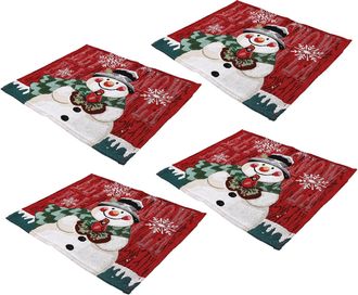 OSALADI 4st&uuml;cke Weihnachtliches Schneemann-Motiv Tischset rutschfeste Tischunterlage zum Schutz von Esstischen