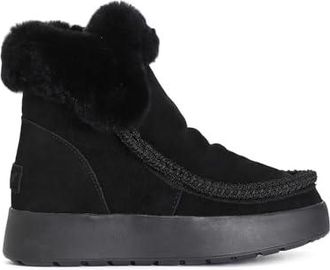 Caf&egrave;noir Bottines &Agrave; Bordure Style Mocassin Et Fausse Fourrure, Pour Femme, Couleur Noir, Taille 39