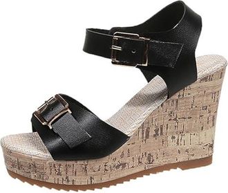 Generic Sandales à plateforme avec bout ouvert et talons hauts - Sandales de plage bohème légères et confortables - Chaussures dété à plateforme - Sandales à 