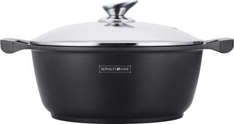 Royalty Line Aluminiumtopf 30 cm, antihaftbeschichtetes Marmorfinish, Silikongriffe, für alle Herdarten geeignet, ideal für gesundes Kochen, Marmorfarbe