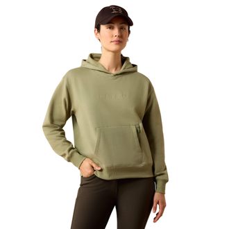 Ariat Womens Martine Hood Sweatshirt Long Sleeve in Oil Green, Size X-Small, by Ariat