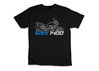 Generic T-shirt de motard pour fans de GSX1400, 100 % coton, coupe classique, design inspir&eacute; de la moto, Noir/blanc, 5XL