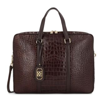 Kazar Gepr&auml;gte braune Leder-Laptoptasche - - Bags - Damen - Braun - ONE SIZE