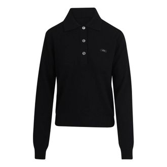 N&deg;21 Femme, Pulls, Noir, Taille: 48 FR Wool Polo with Logo Patch