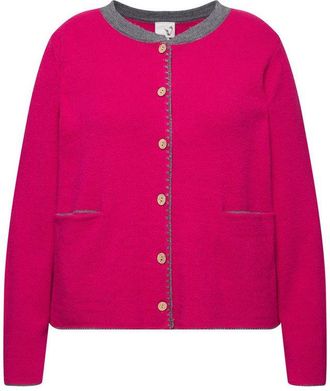 Ulla Popken Strickjacke Strickjacke Hirsch-Stickerei Trachtenkn&ouml;pfe